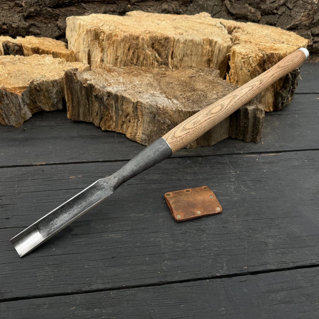 Handgeschmiedeter abgerundeter Beitel aus Holz mit 52100 Stahlklinge ...