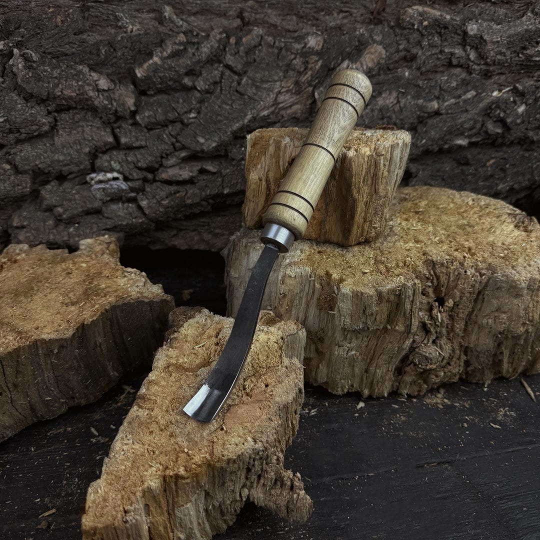 Forged Long Bent Gouge. Wood Carving Tool. Bowls Carving Chisel. Steel ...