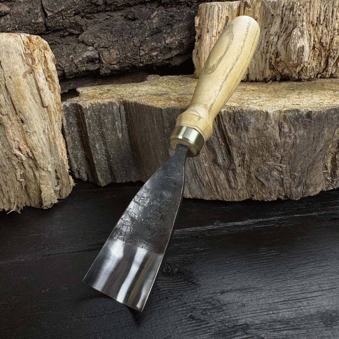 Hand-forged Wood Carving Gouge – 52100 Steel Blade & Ergonomic Ash Wood ...