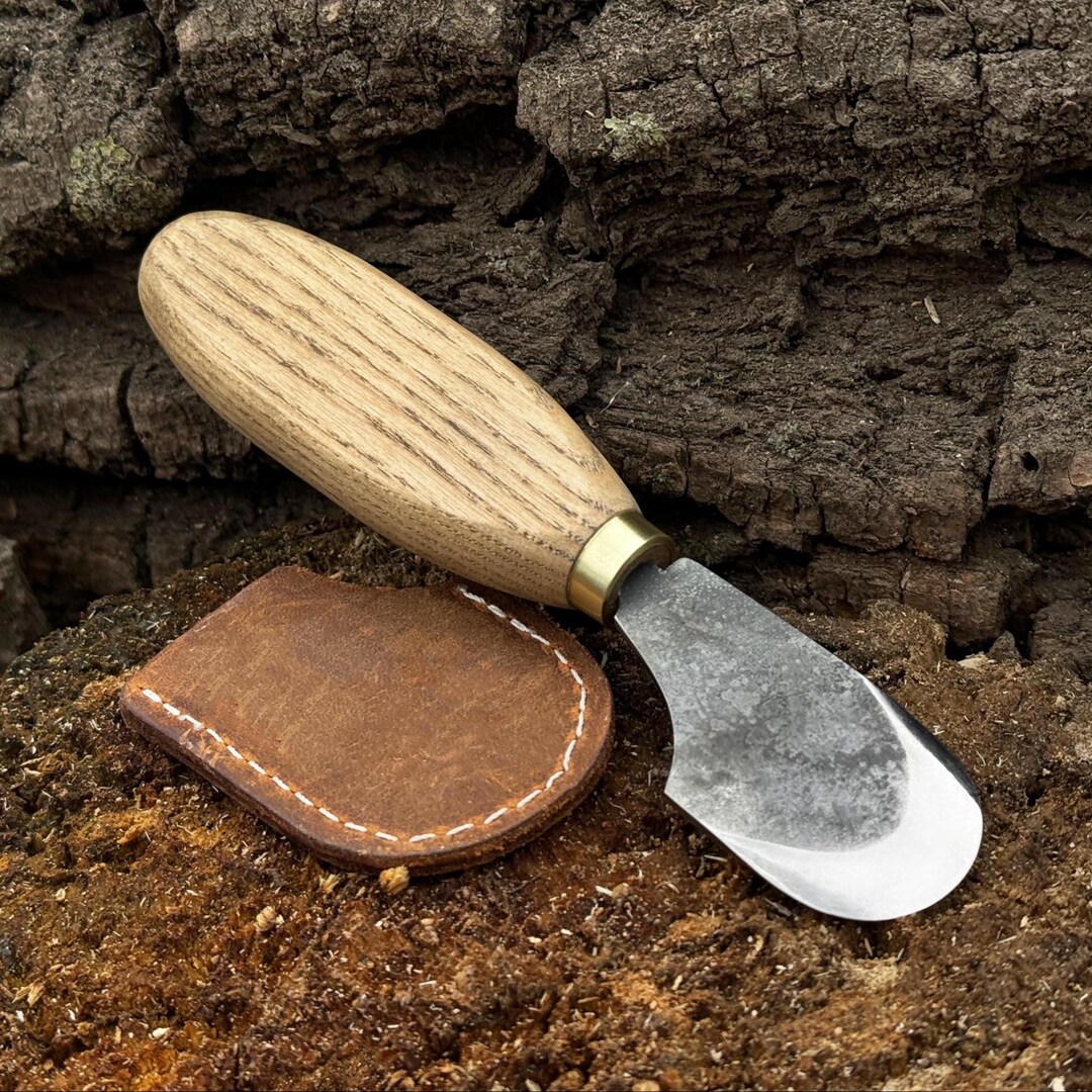 Hand-forged Rounded Skiving Knife With Leather Cover. Steel Blade ...