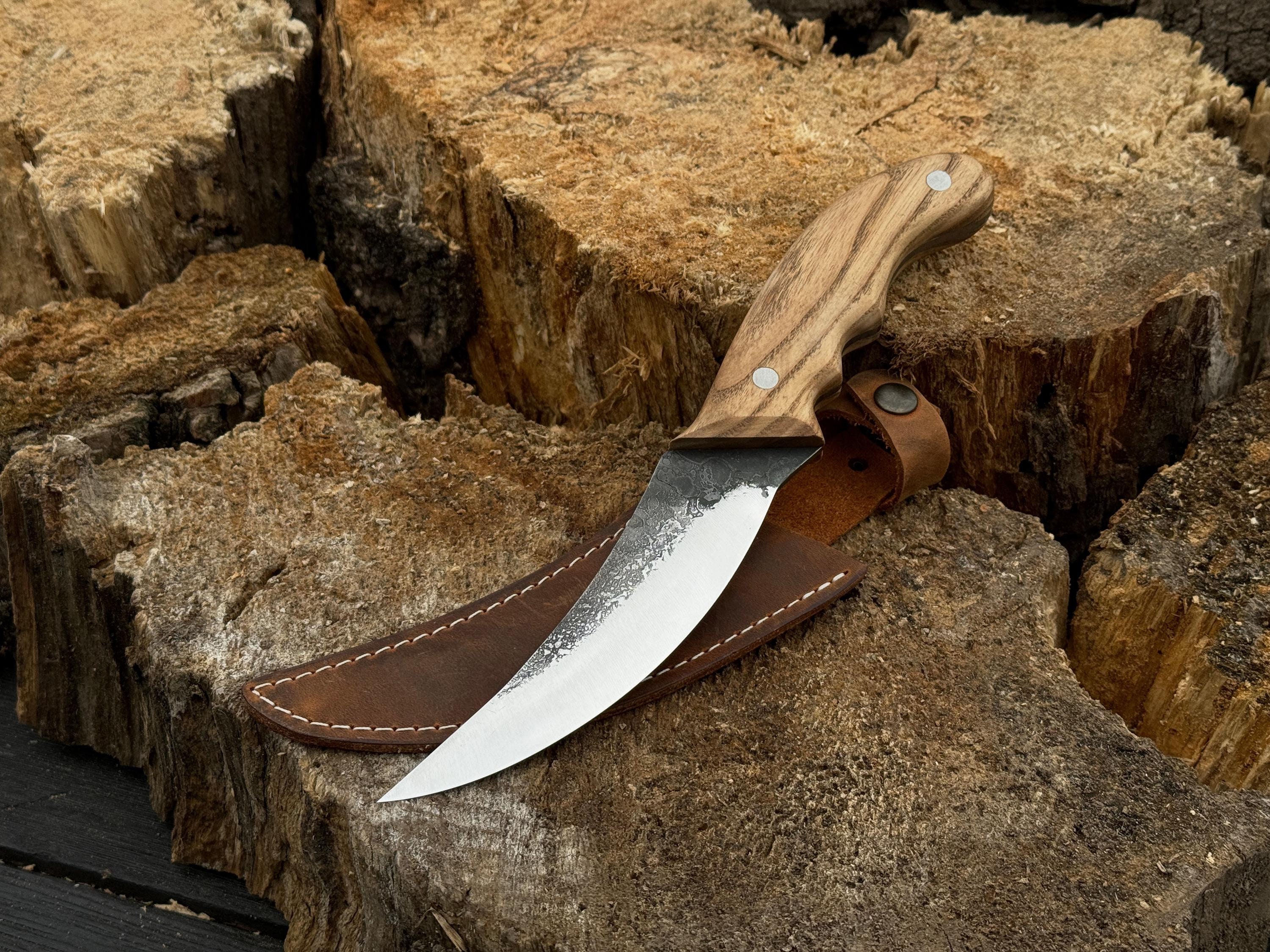 Forged Bushcraft Knife With Leather Cover. Survival Knife. Camping Tool ...