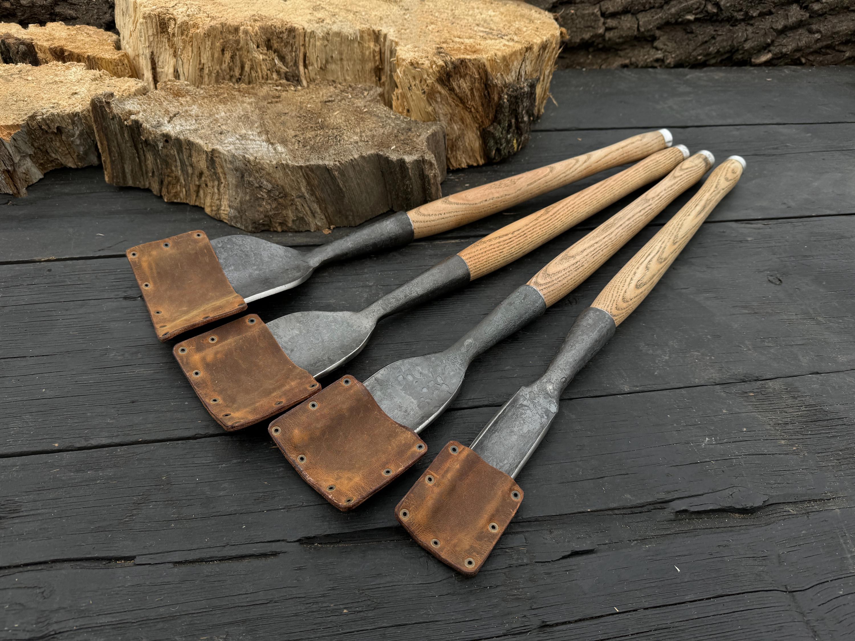 4-piece Timber Rounded Chisels Set With Covers. Woodworking Tool ...