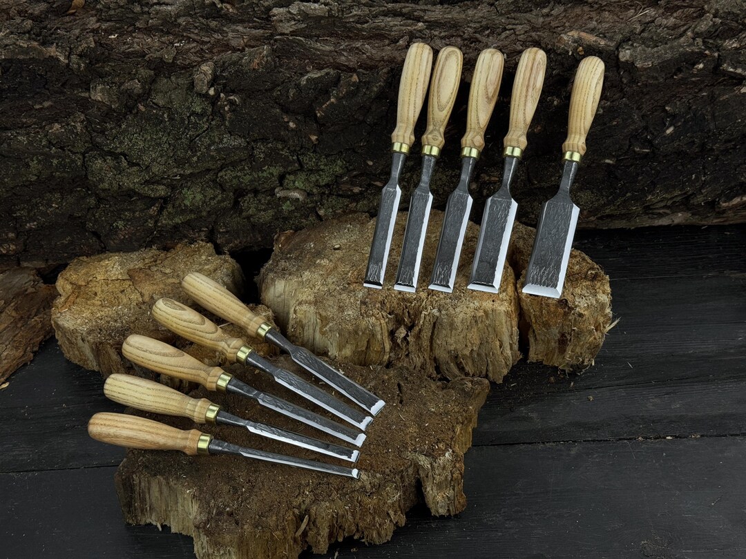 Hand-forged Chisel Set 10 Piece. Timber Chisels. Carpentry Tools. Ash ...