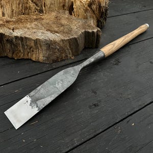 Hand-forged Slick Chisel – 52100 Carbon Steel & Ash Handle With Leather ...