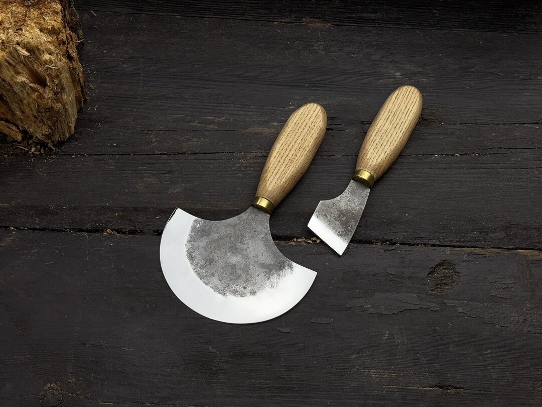 Leather Tool Set 2-piece. Skinning Tool. Oblique Knife. Leatherworking ...