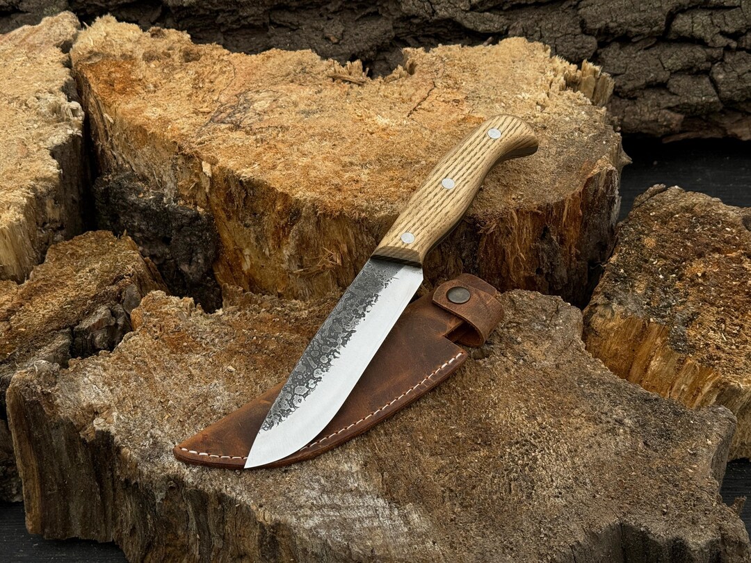 Camping Knife With Leather Cover. Bushcraft Blades. Hand-forged Tool ...