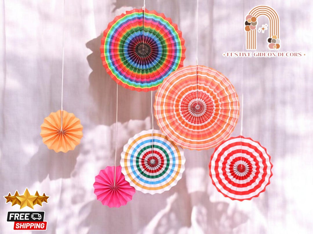 Paper Fan Flowers Set | Hanging Ornaments for Party Backdrops | Fun ...
