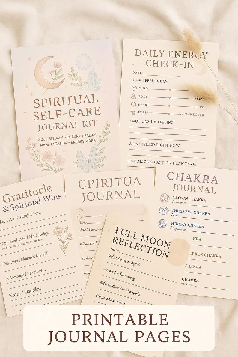 Spiritual Self-care Journal Kit | Moon Ritual Pages, Chakra Journal ...