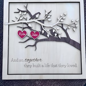 Custom Wedding Present Couple Tree Wooden Wall Art Gift Life Together ...