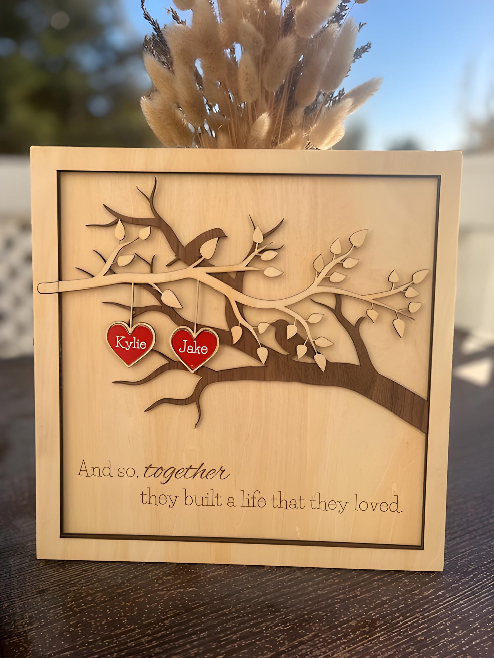 Custom Wedding Present Couple Tree Wooden Wall Art Gift Life Together ...
