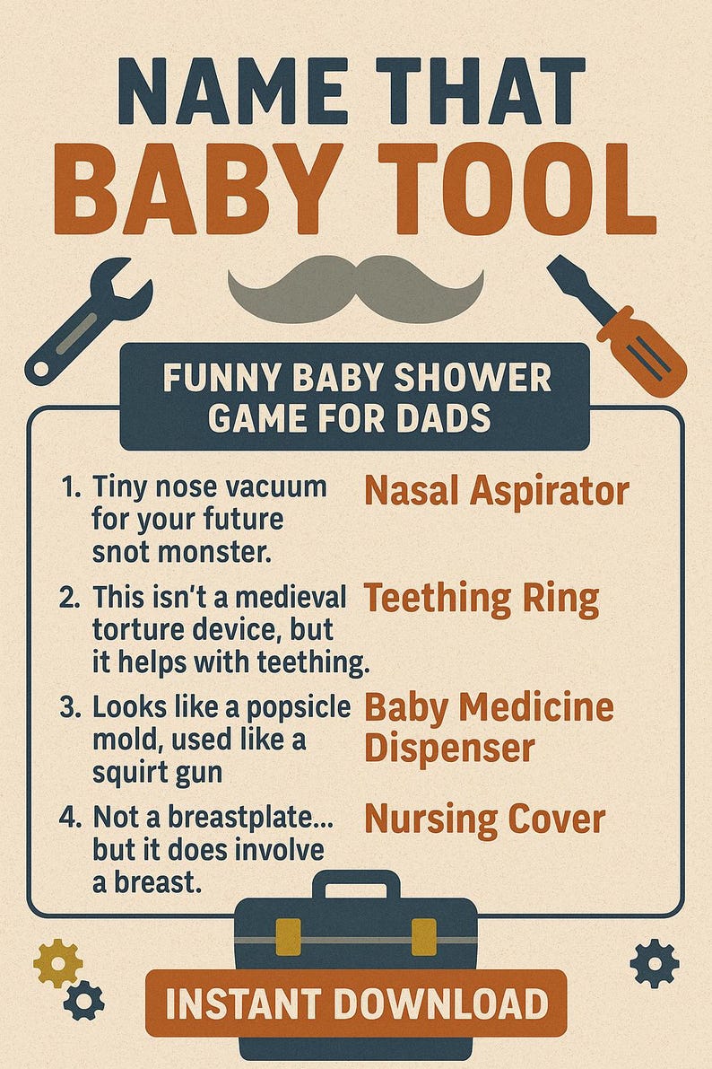Baby Shower for Dad's Name That Baby Tool – Funny Dad Baby Shower Game ...