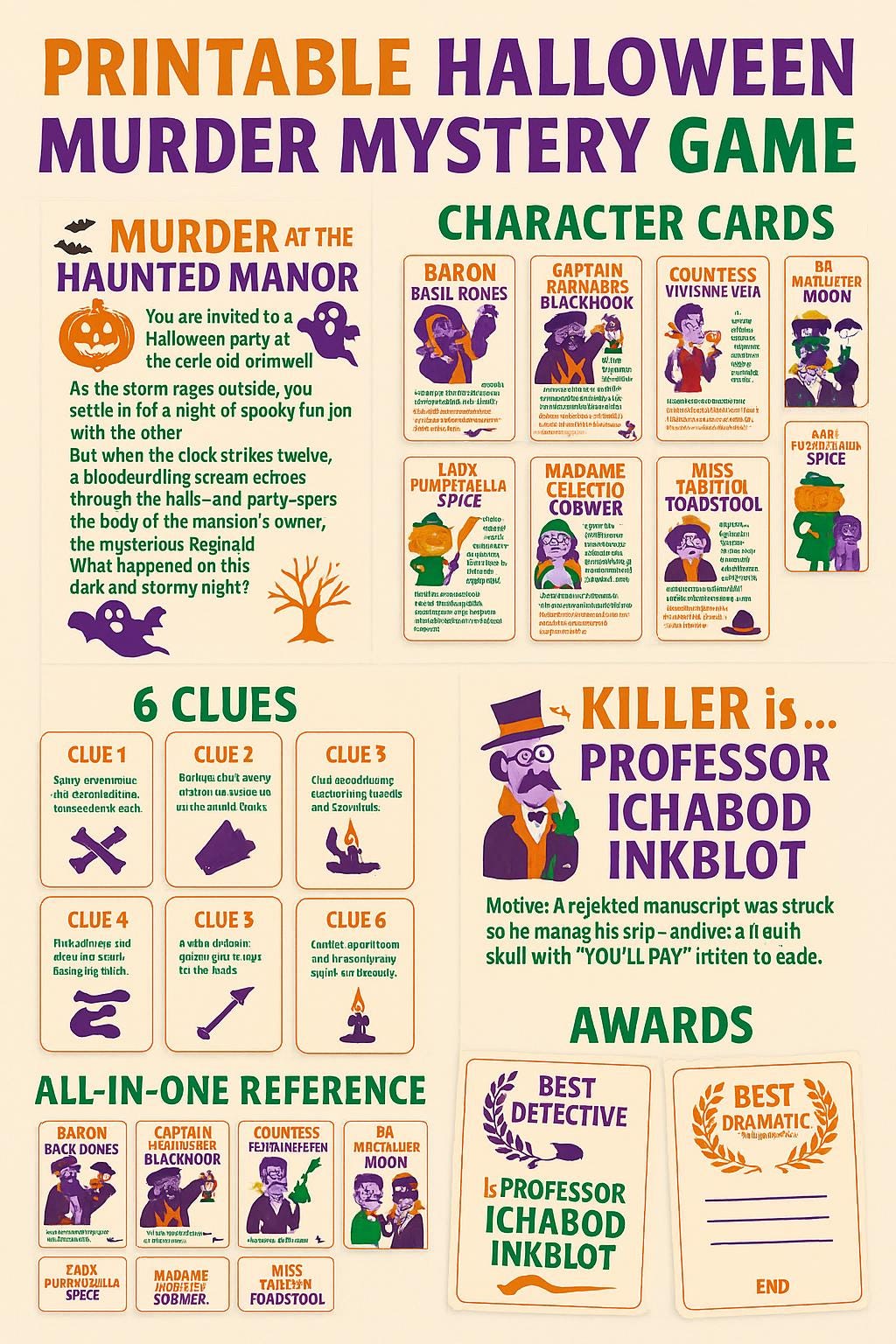 Halloween Murder Mystery Party Game | 19 Printable Pages, Haunted House ...