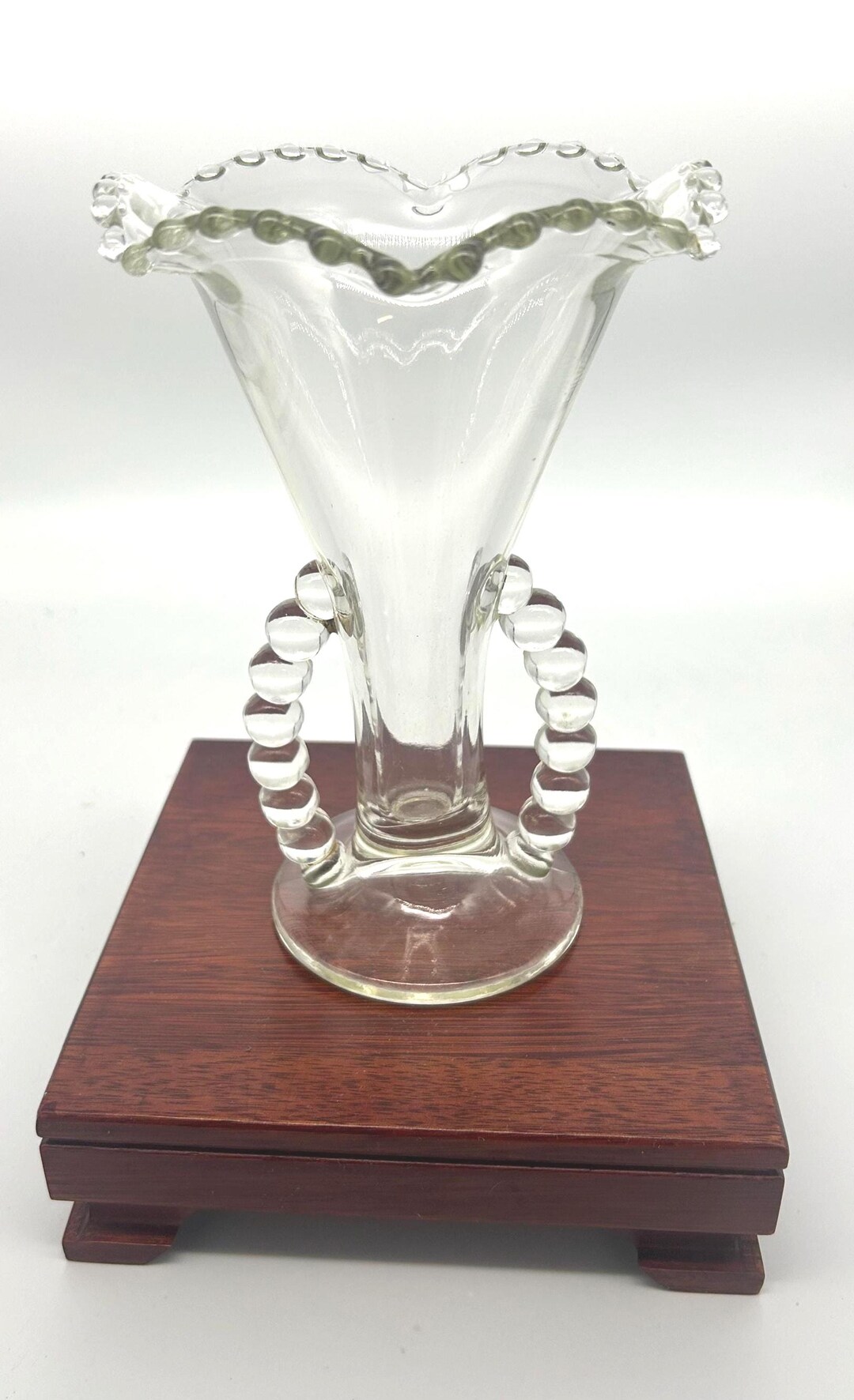 Delicate and Fanciful Imperial Glass Two-handled Candlewick Flower Vase ...