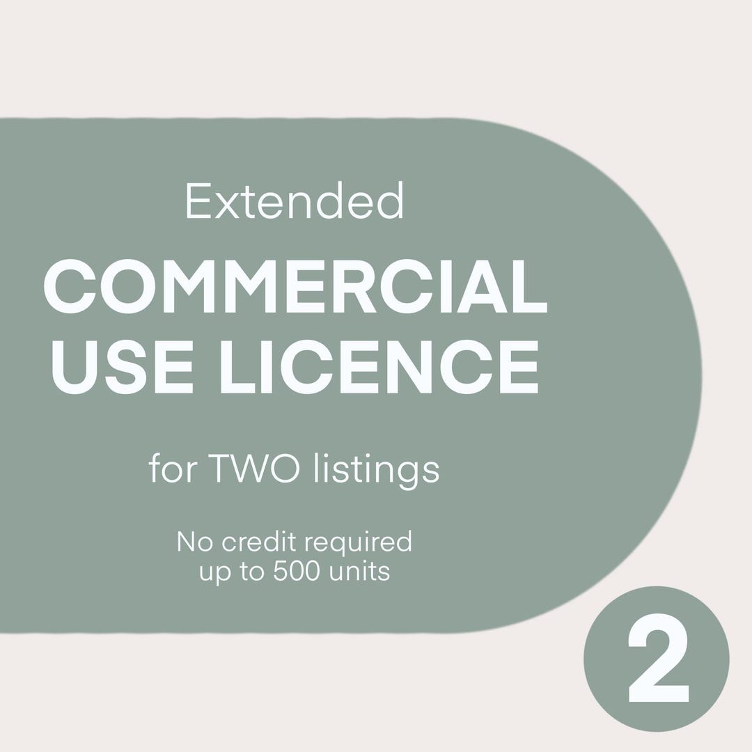 Extended Commercial Use License FOR TWO LISTINGS - Etsy