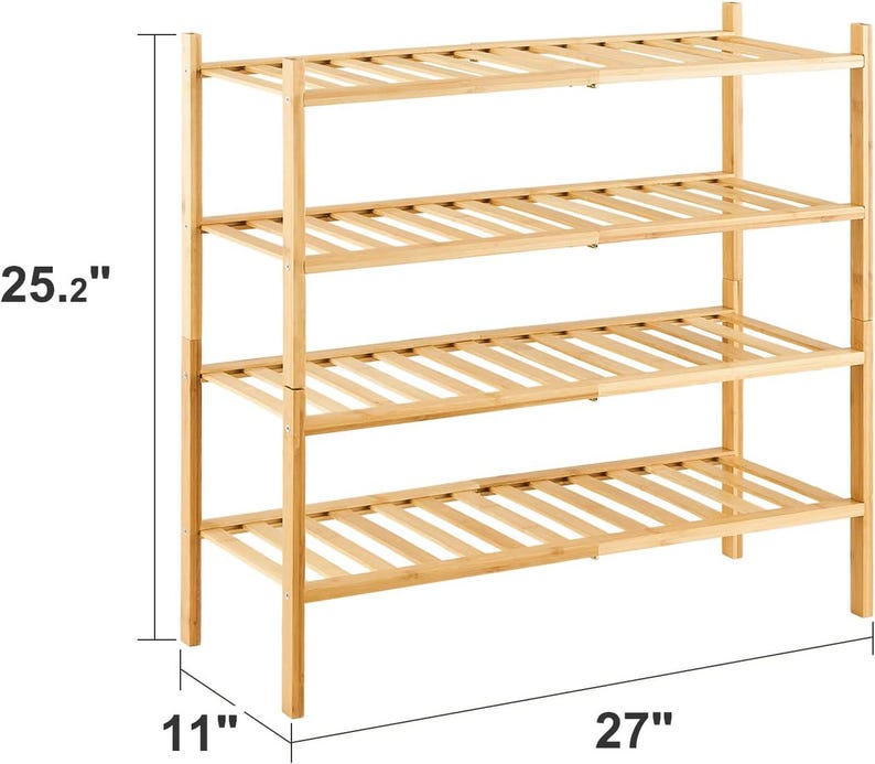 4-tier Bamboo Shoe Rack for Entryway, Stackable Heavy Duty Multi ...