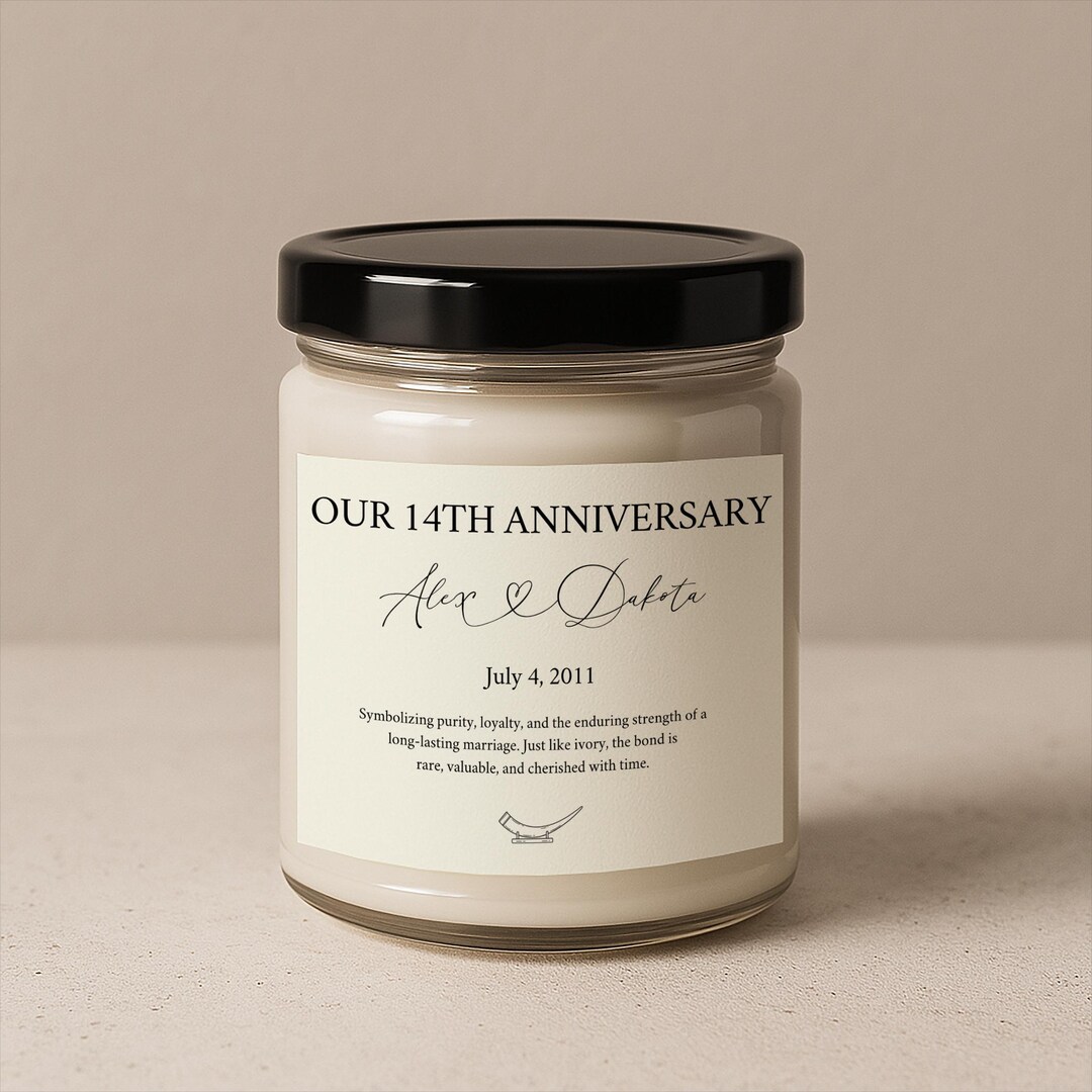 14th Anniversary Candle, Ivory Anniversary Gifts for Husband or Wife ...