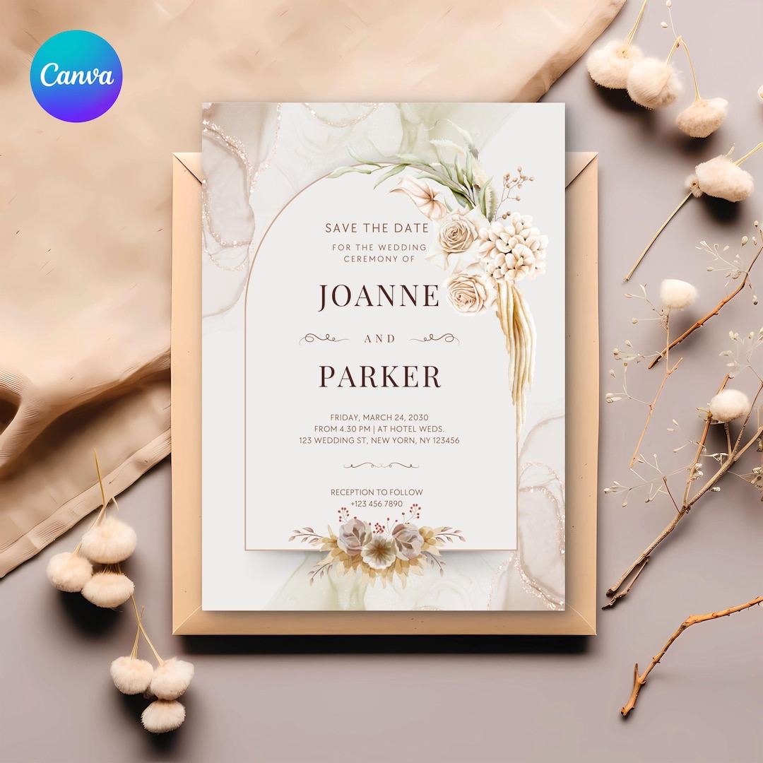 Wedding Invitation Template, Floral Wedding Template, Wedding ...