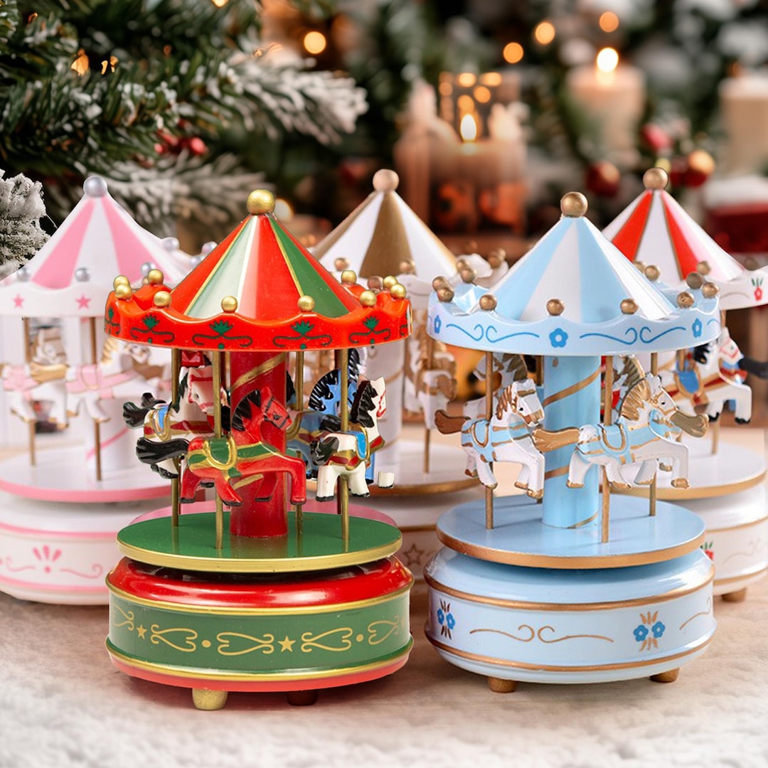 Christmas Carousel Music Box, Music Box, Baby Shower Gift, Keepsake ...