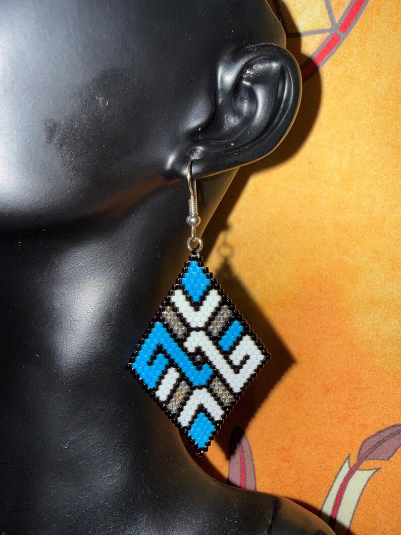 Geometric Beadwork Earrings | Handmade Diamond Shape Dangles | Delica ...