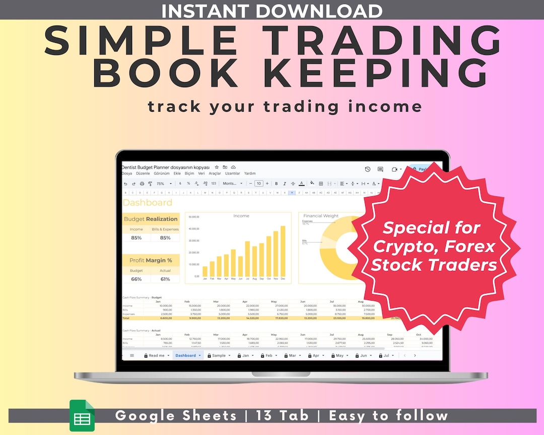Simple Trading Book Keeping Template Crypto, Forex, Stock Trading ...