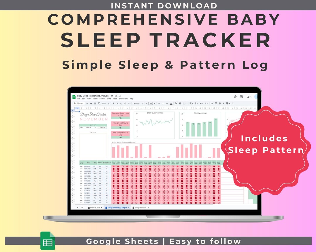 Ultimate Baby Sleep Tracker and Pattern Log Google Sheets Template ...