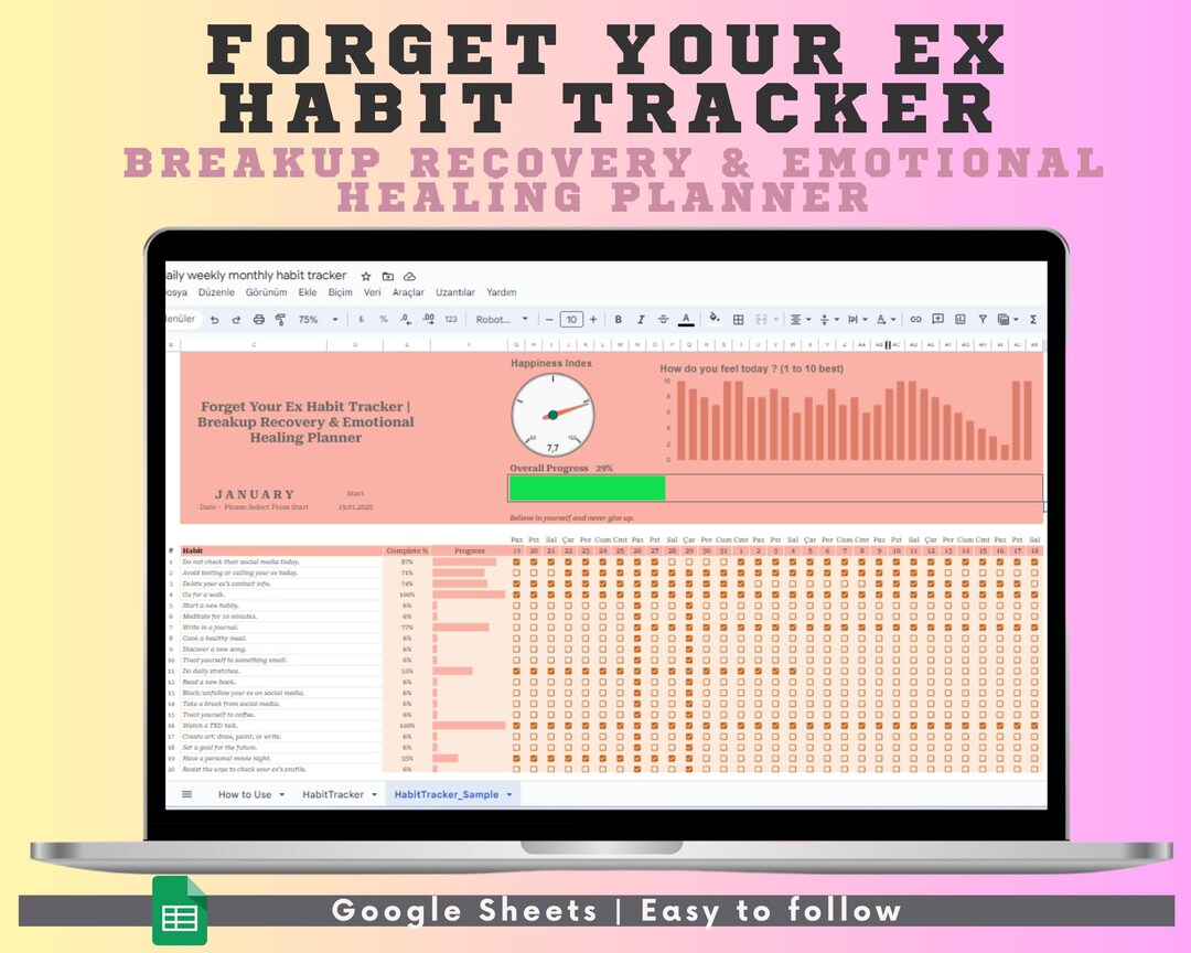2025 Habit Tracker Lifetime Usability Google Sheets Template ...