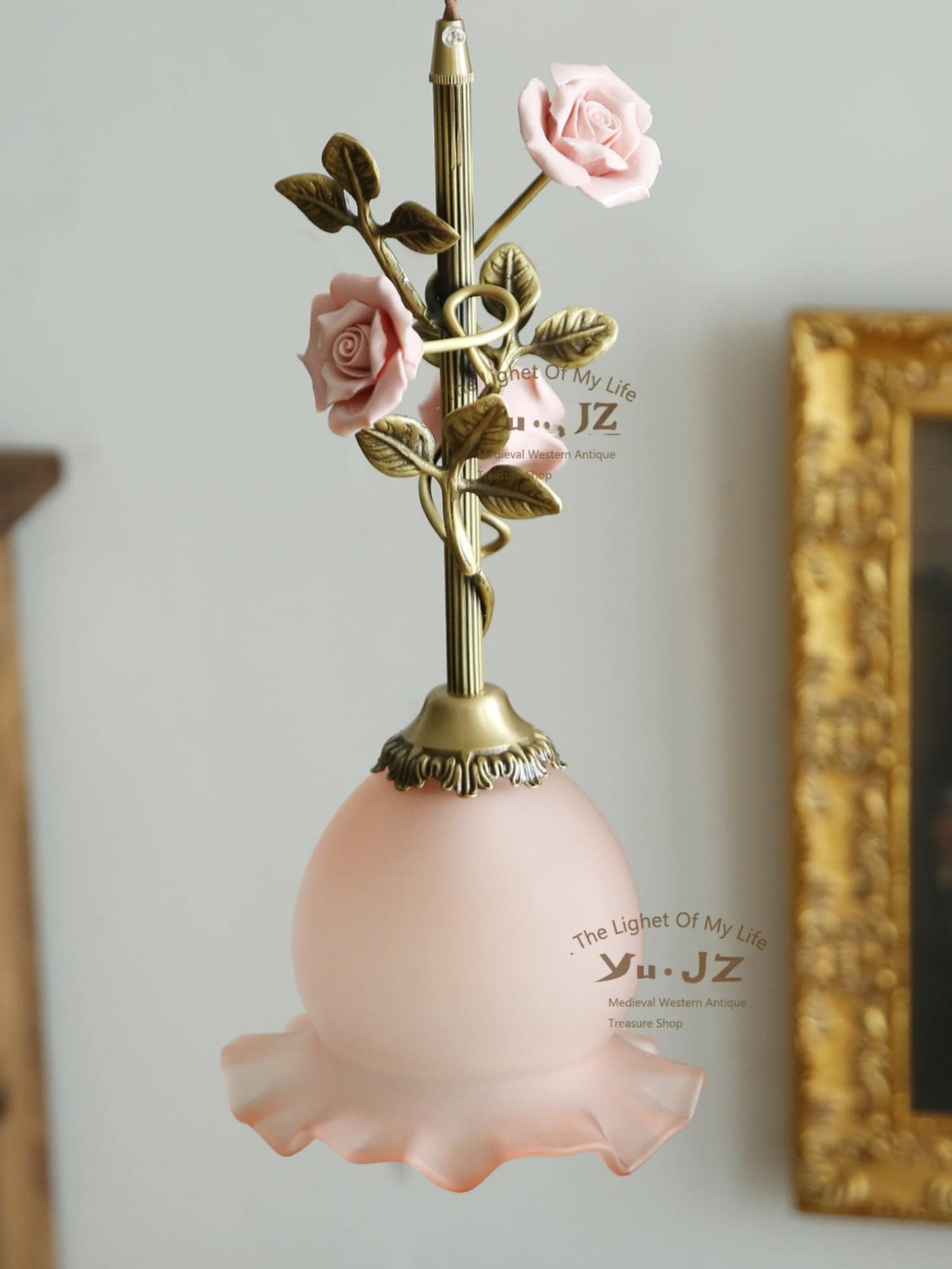 Vintage Rose Pendant Light: Shabby Chic Floral Glass Chandelier - Etsy
