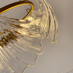Gold Chandelier: Scalloped Glass Shades, Art Deco Pendant Light - Etsy