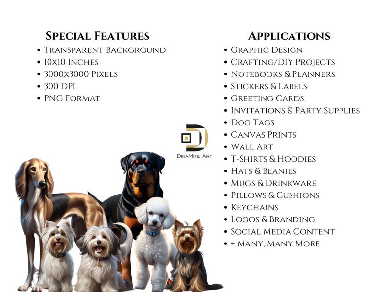 300 Dog Breeds PNG Files, 71 Different Breeds Clipart, Cute Dogs Bundle ...