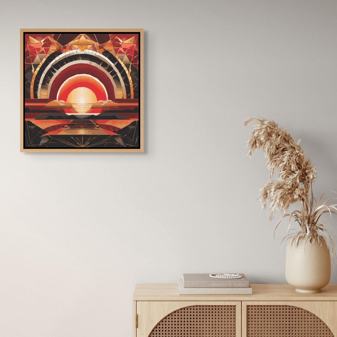 Abstract Art | Geometric Sunrise Modern Home Decor | Canvas Artwork ...