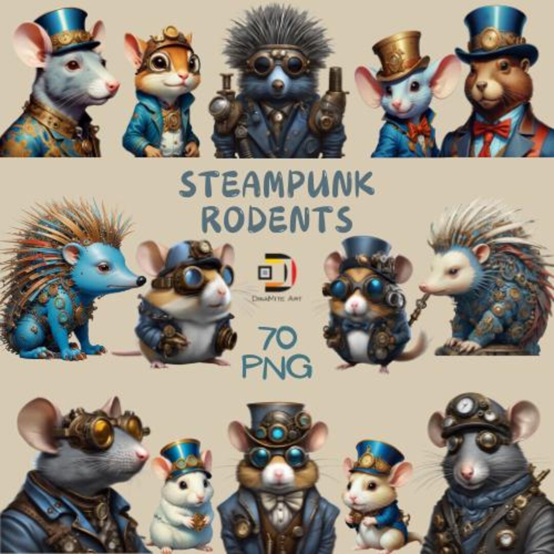 Steampunk Rodent Clipart PNG Bundle – 70 Instant Download Printables ...