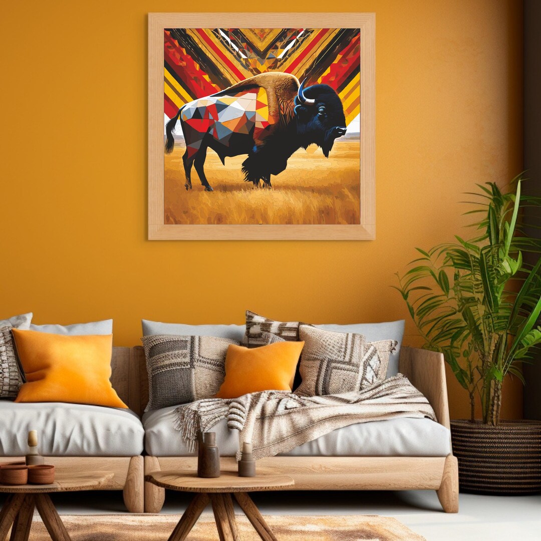 Plains Bison Abstract Art | Wildlife Wall Decor | Geometric Animal ...