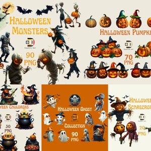 Ultimate Halloween Mega Bundle 300 PNG, Halloween Pumpkins, Monsters ...