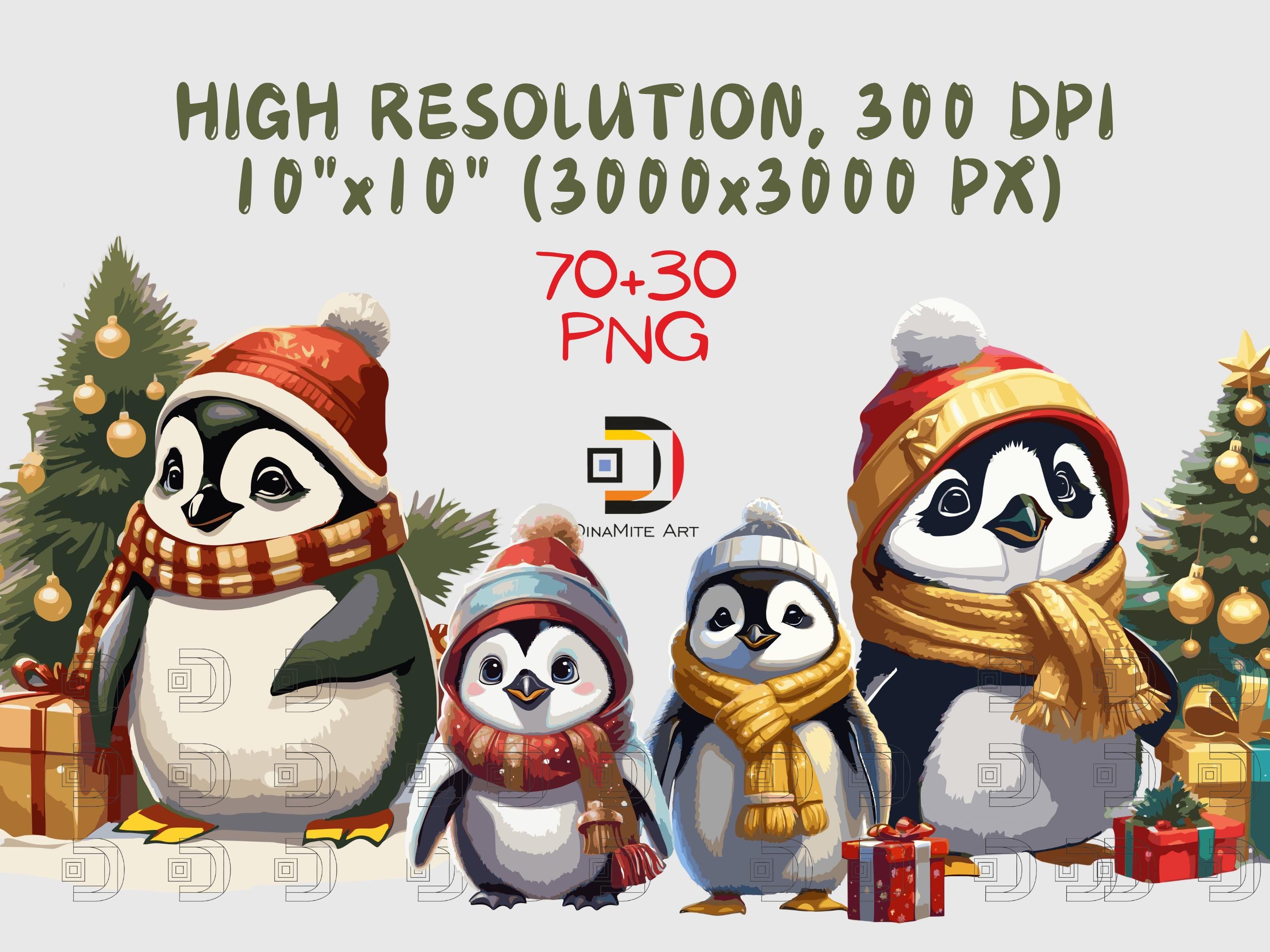 Christmas Penguin Watercolor Clipart Bundle | 70 Cute Holiday PNG ...