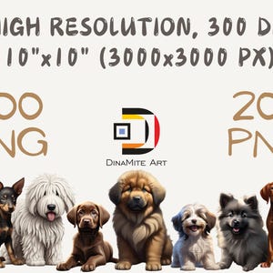 Cute Puppy Breeds PNG Bundle, Purebred Puppies Clipart Image Files, Pet ...
