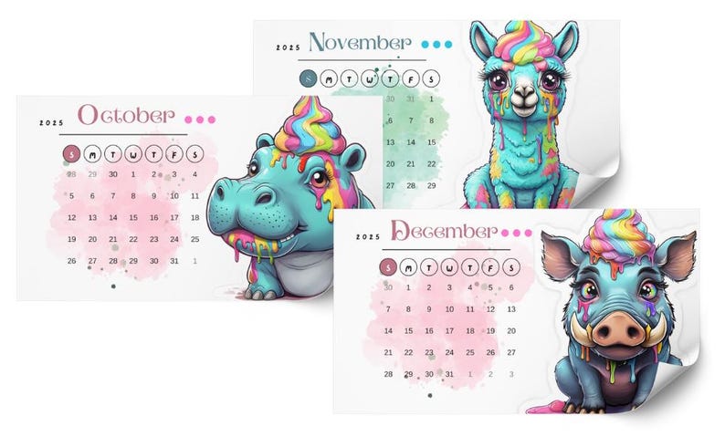Digital Ice-cream Zoo Calendar - Etsy