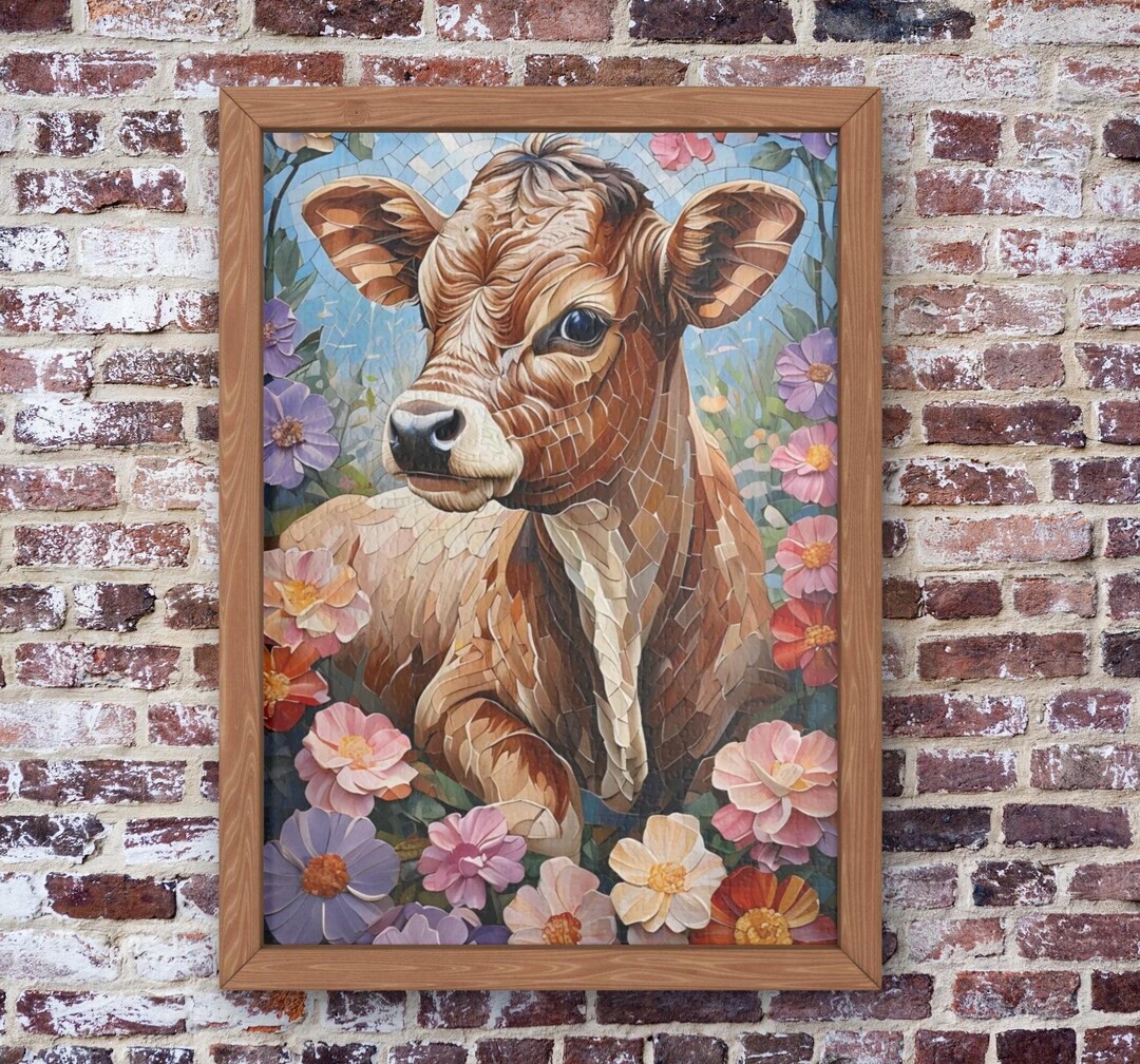 Cow Puzzle Mosaic Style Colorful Jigsaw Puzzle for Adults, Kids ...