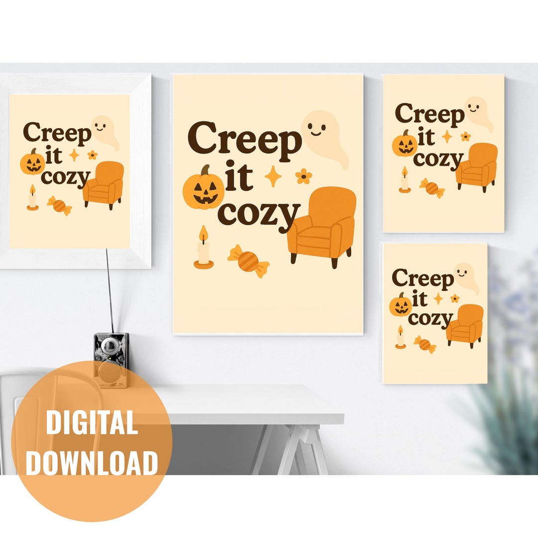 Creep It Cozy – Halloween Printable Wall Art – Cute Ghost & Pumpkin ...
