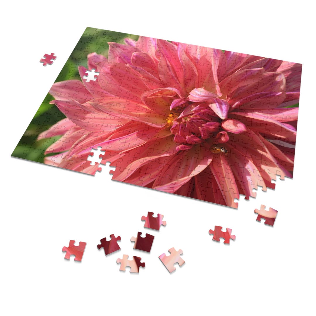 Flower Jigsaw Puzzle, Orange Dahlia Puzzle, Ladybug and Flower Jigsaw ...