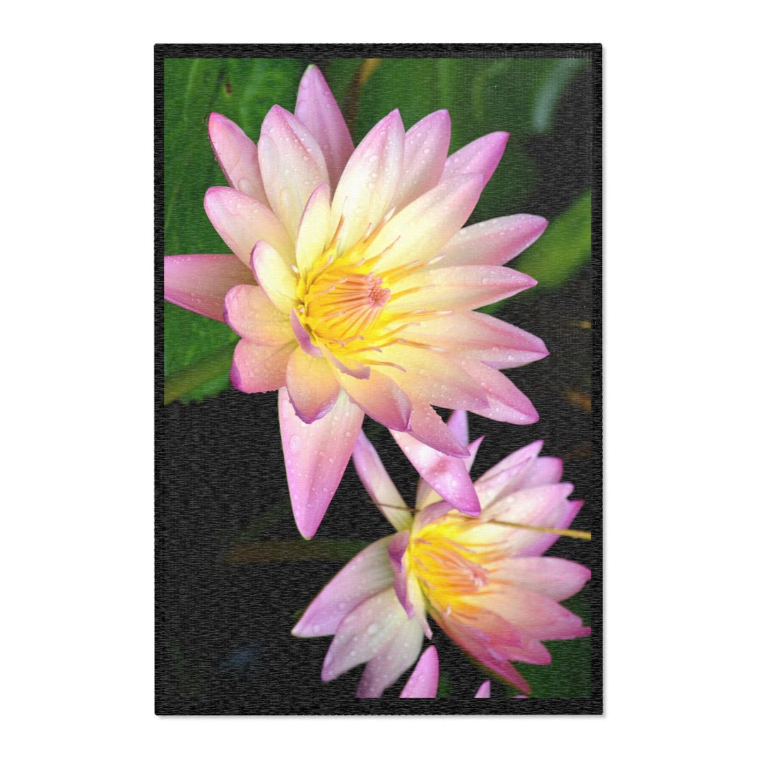 Water Lily Area Rug: Polyester Chenille Floral Mat - Etsy