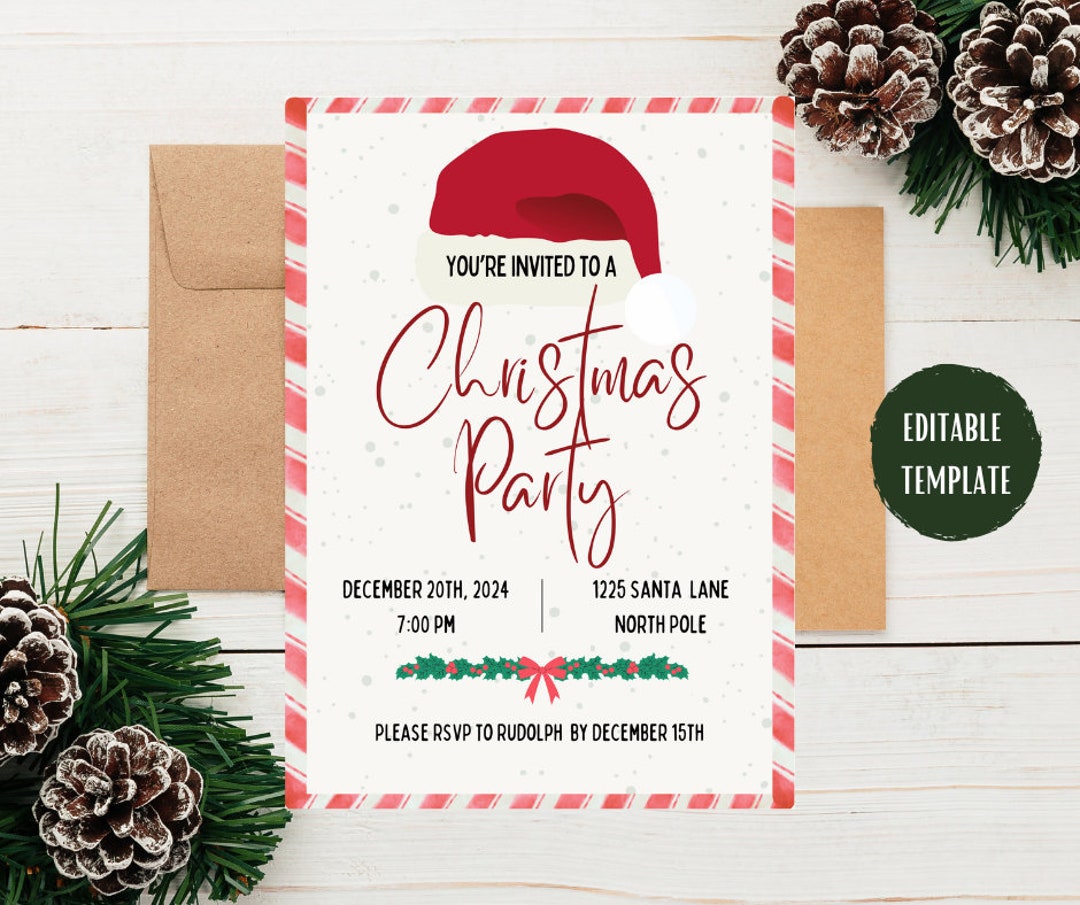EDITABLE Christmas Party Invitation, Holiday Party Invitation, Digital ...