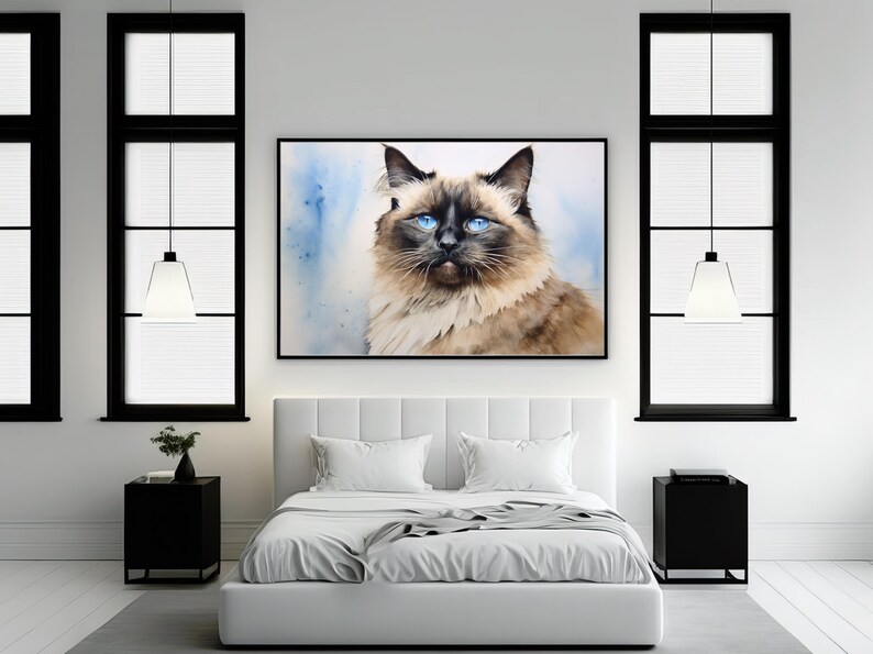 Printable Cat Picture, Cat Art Print, Cat Painting, Balinese Cat ...