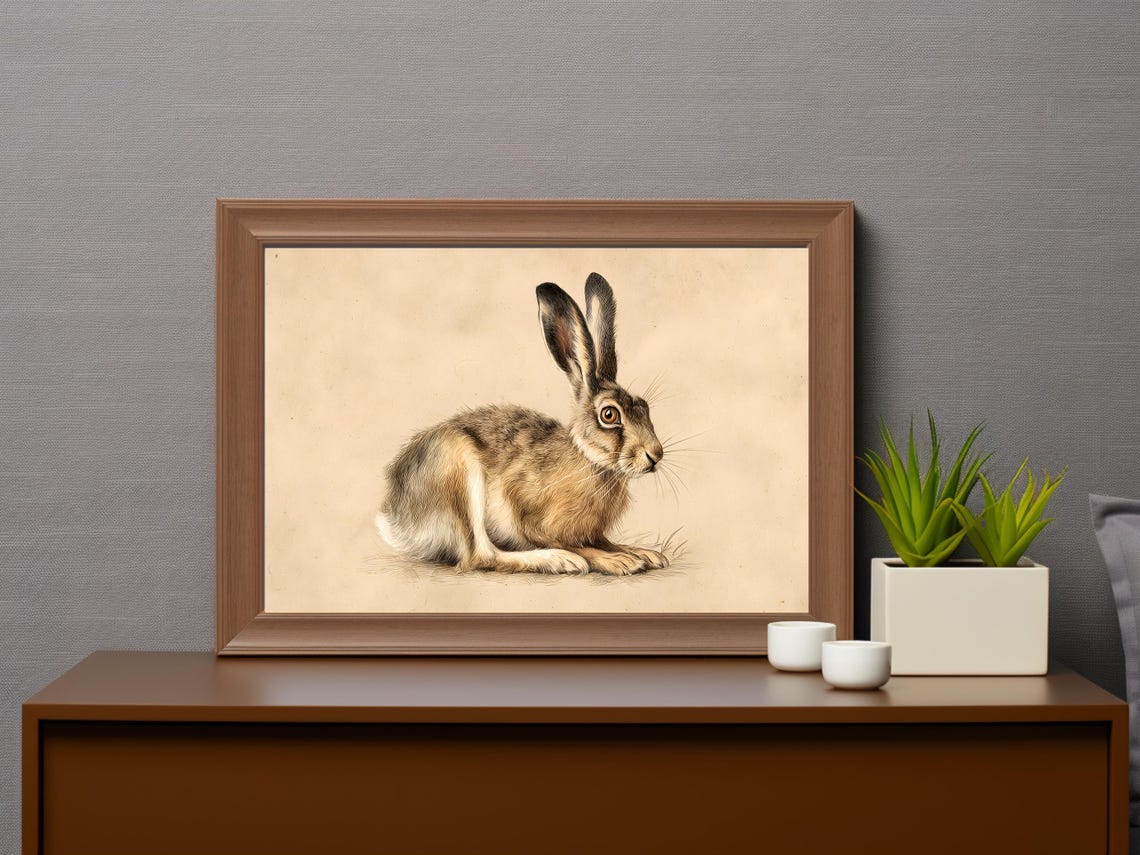 Vintage Hare Drawing: Wild Animal Wall Art (digital Download) - Etsy