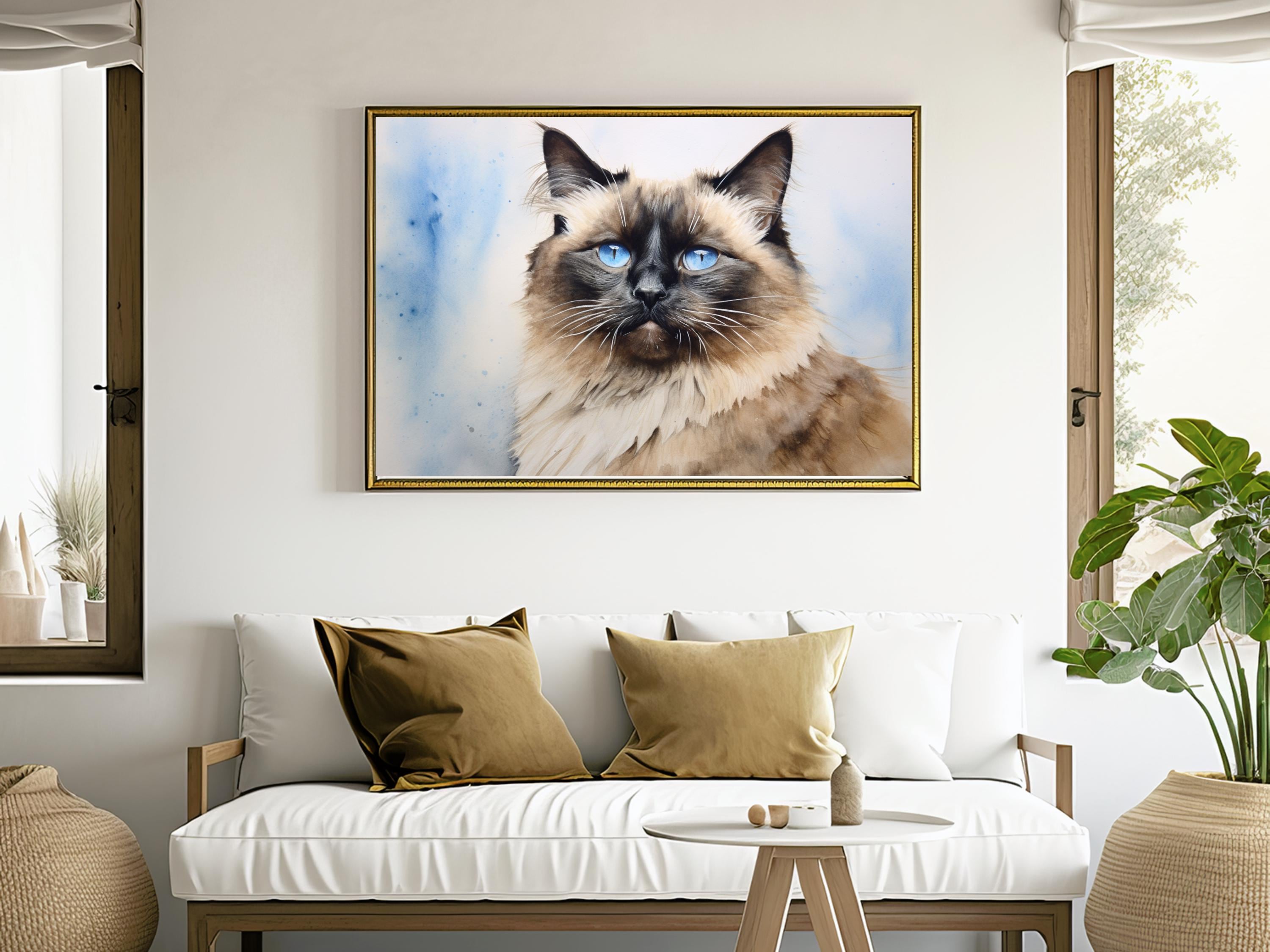 Printable Cat Picture, Cat Art Print, Cat Painting, Balinese Cat ...