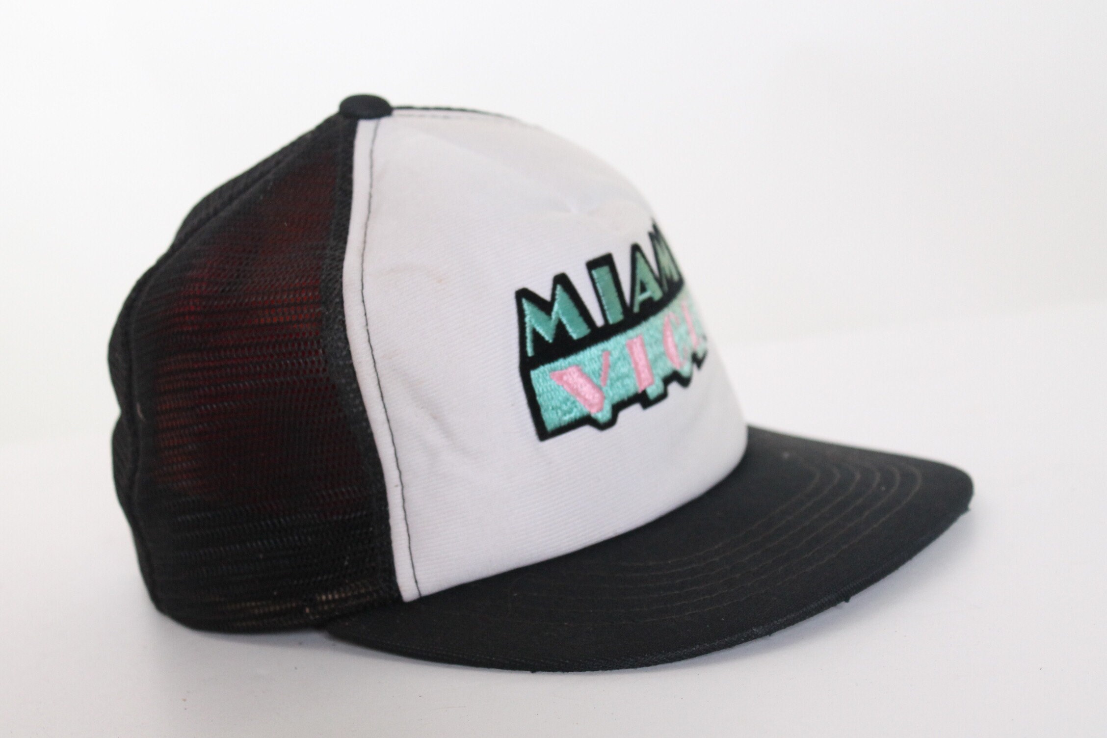 VTG 1980s Miami Vice TV Show Original Snapback Hat Pink Aqua Black ...