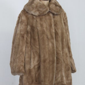 Vintage 1960s Brown Mink Faux Fur Full Trapeze Princess Coat Rounded ...