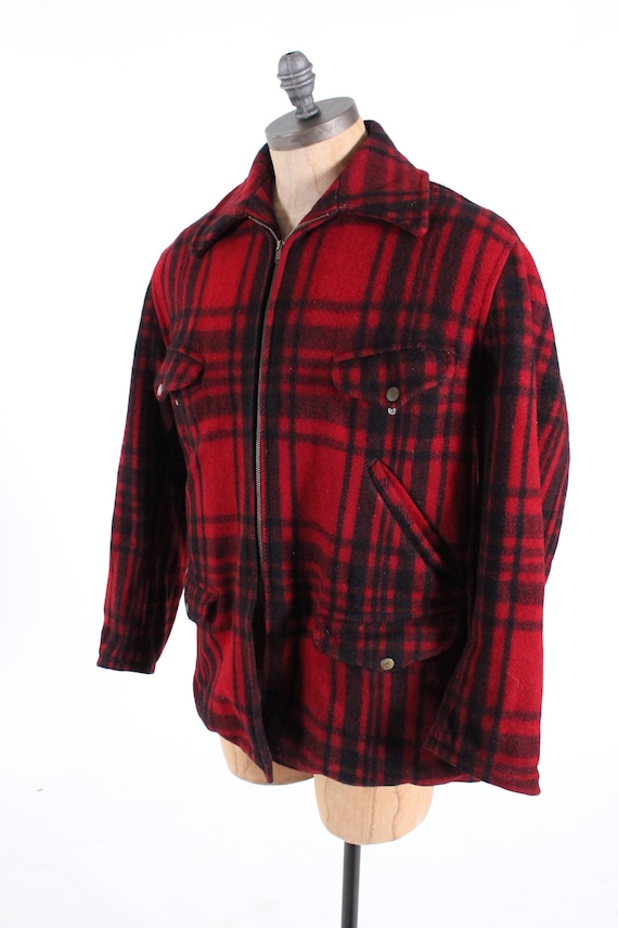 vintage lumberjack 1950s wool chore jacket black + re… - Gem