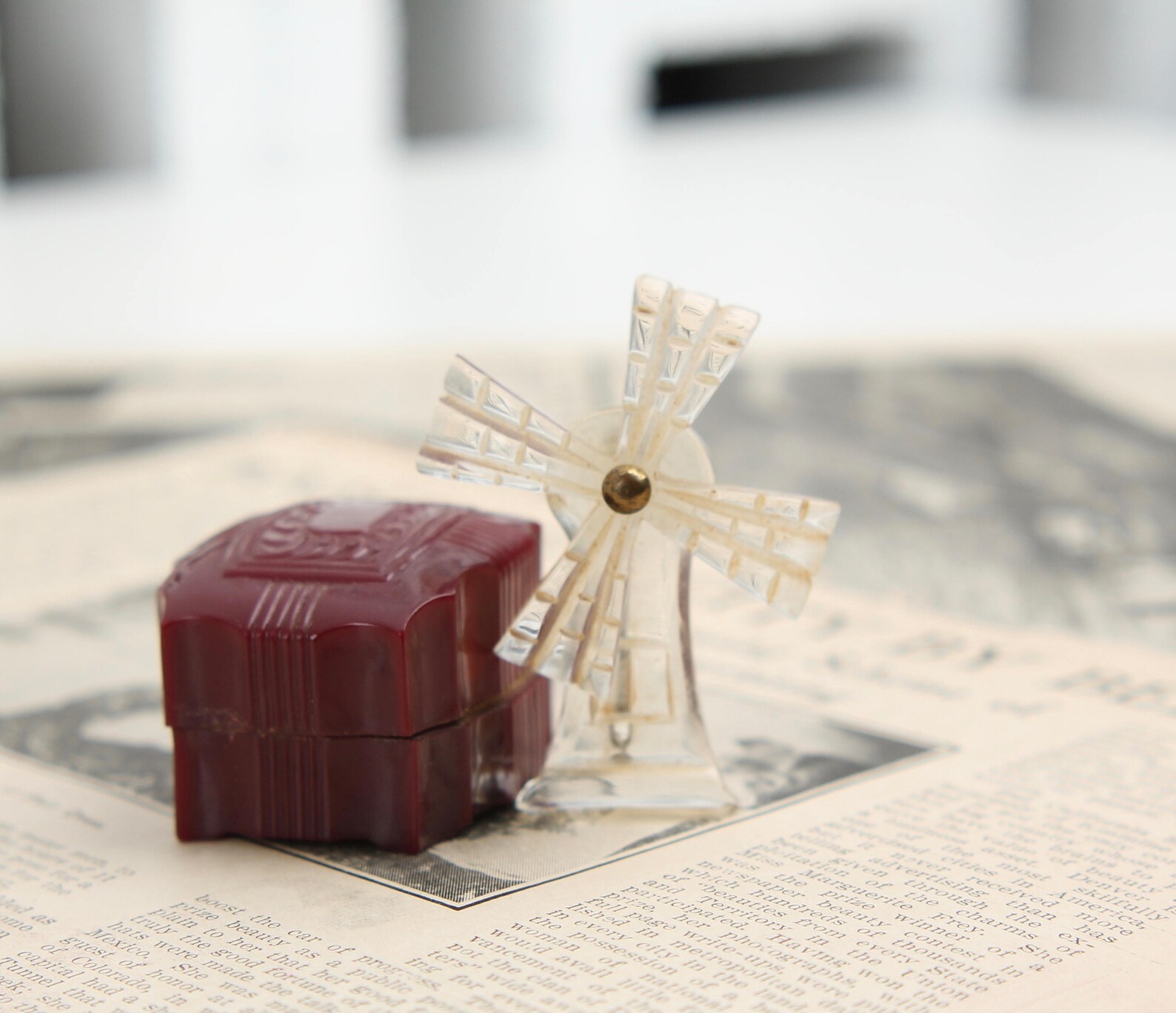 Vintage 1930s Carved Lucite Windmill Pin Mechanical Brooch - Etsy