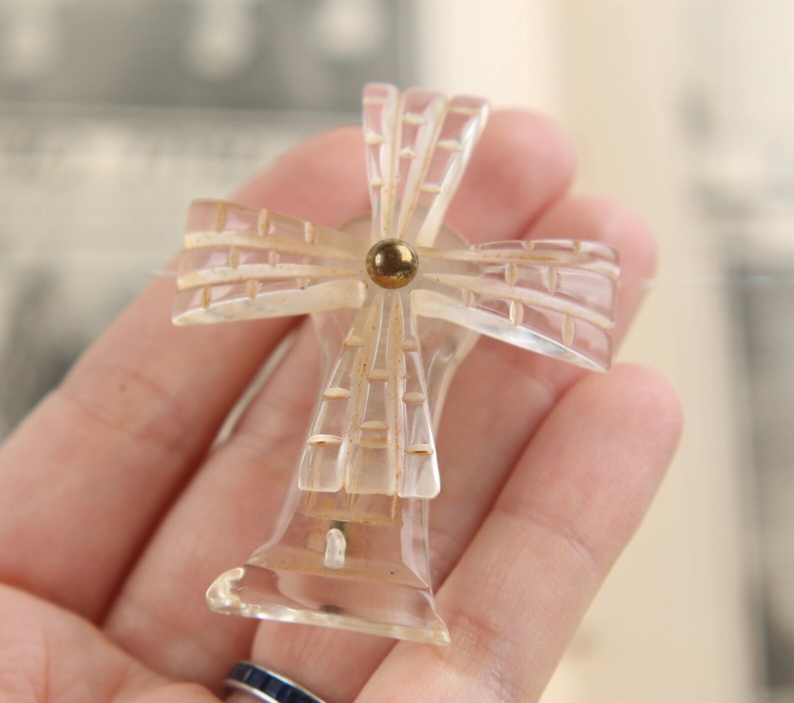 Vintage 1930s Carved Lucite Windmill Pin Mechanical Brooch - Etsy