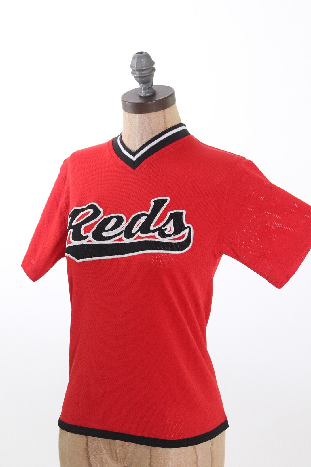 Vintage 1990s Cincinnati Reds Black Red Mesh Baseball Jersey Shirt Size ...